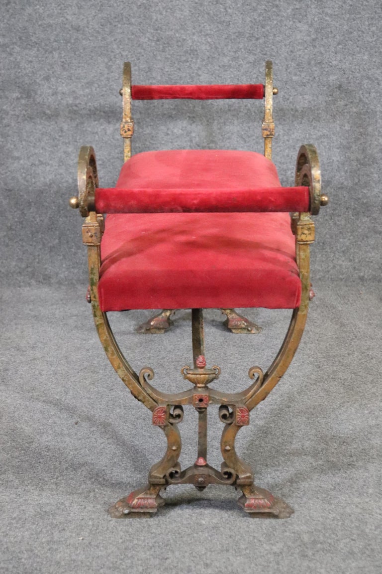 Oscar Bach Style Hand-Wrought Iron Upholstered Window Bench circa 1930 ...