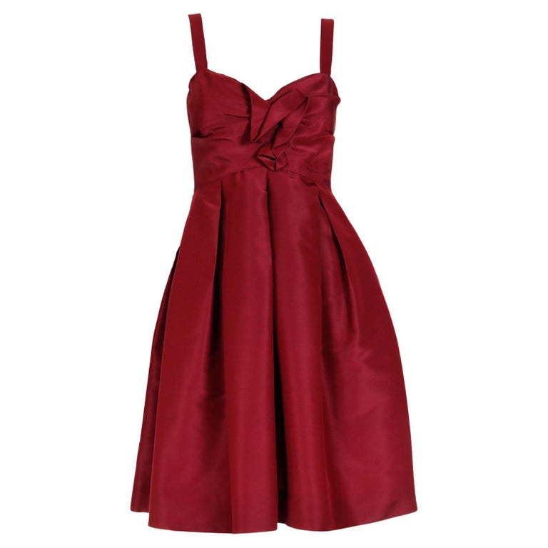 Oscar de la Renta Fall 2007 Burgundy Red Silk Evening Mini Dress For ...