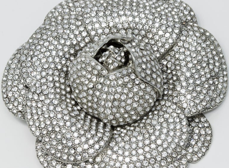 Oscar de la Renta Large Pave Crystal Rose Statement Pin Brooch in ...
