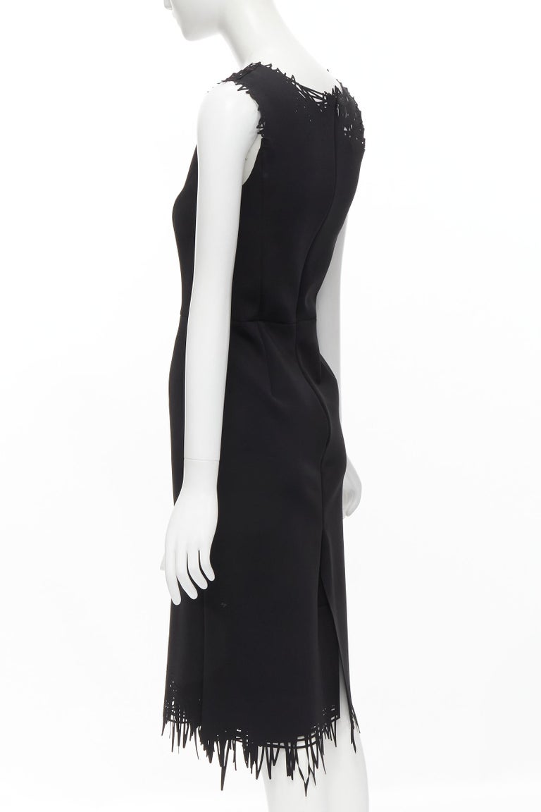 OSCAR DE LA RENTA laser cut scribble cut out scuba sheath pencil dress ...