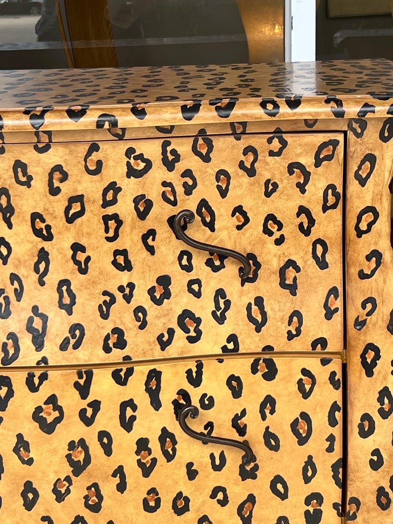 Oscar De La Renta Pair of Leopard Bombe Chests For Sale at 1stDibs