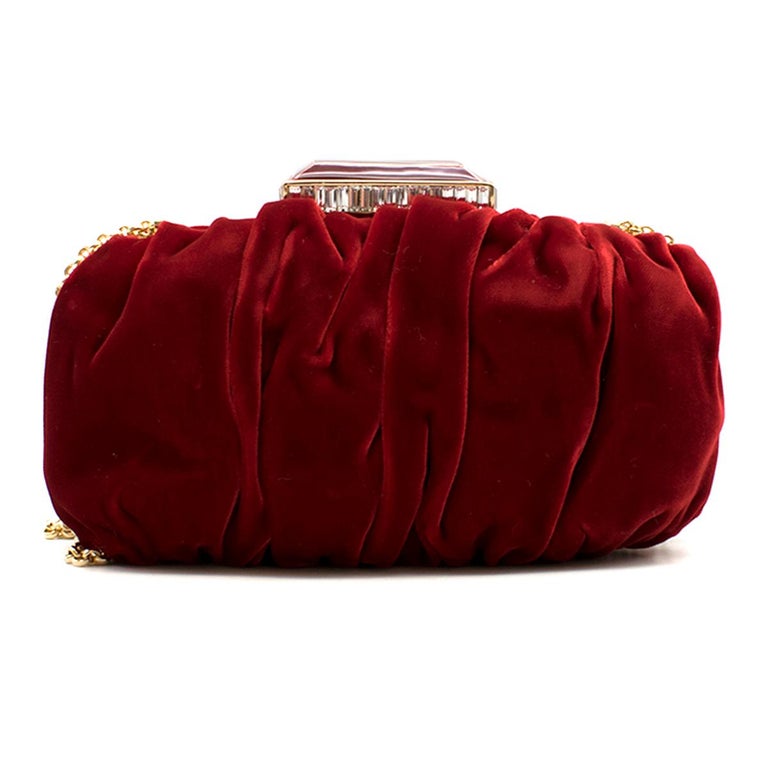 Oscar De La Renta Ruby Red Goa Velvet Clutch at 1stDibs