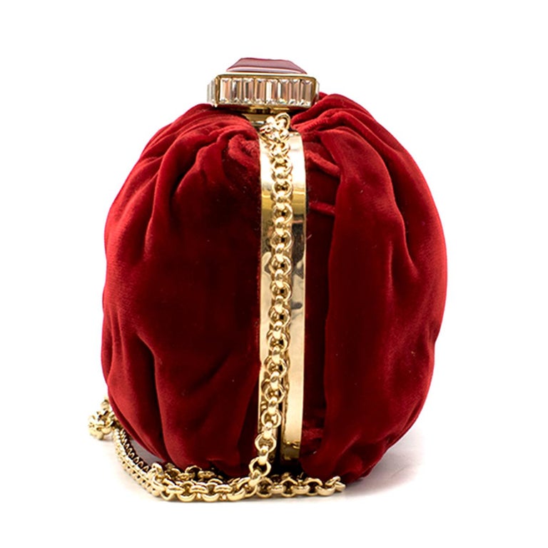 Oscar De La Renta Ruby Red Goa Velvet Clutch at 1stDibs