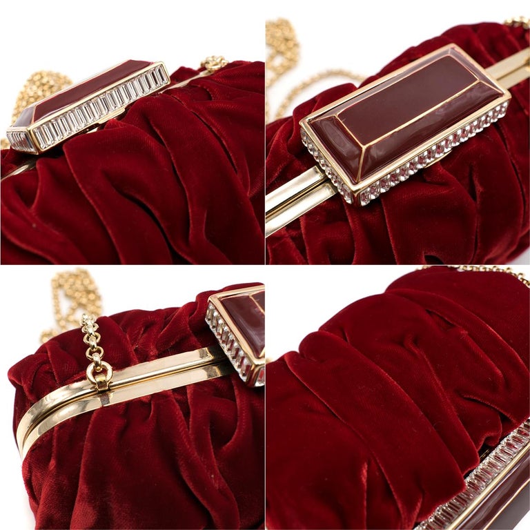 Oscar De La Renta Ruby Red Goa Velvet Clutch at 1stDibs