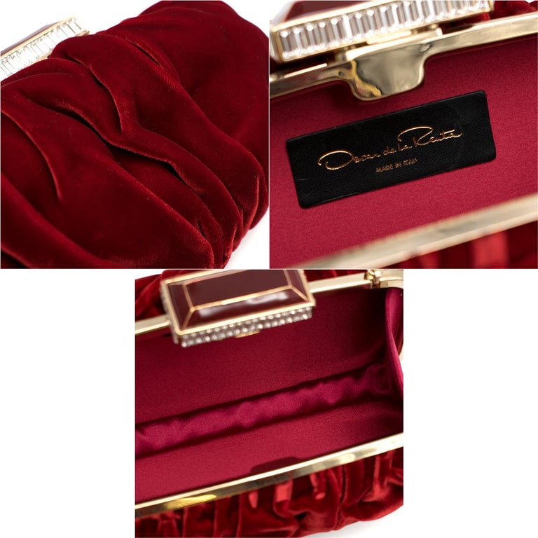 Oscar De La Renta Ruby Red Goa Velvet Clutch at 1stDibs