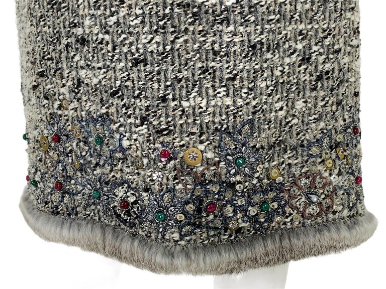 Oscar De La Renta Runway FW 2004 Beaded Embroidered Fur Trim Coat ...