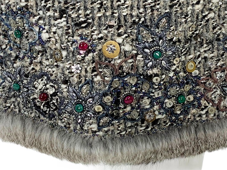 Oscar De La Renta Runway FW 2004 Beaded Embroidered Fur Trim Coat ...