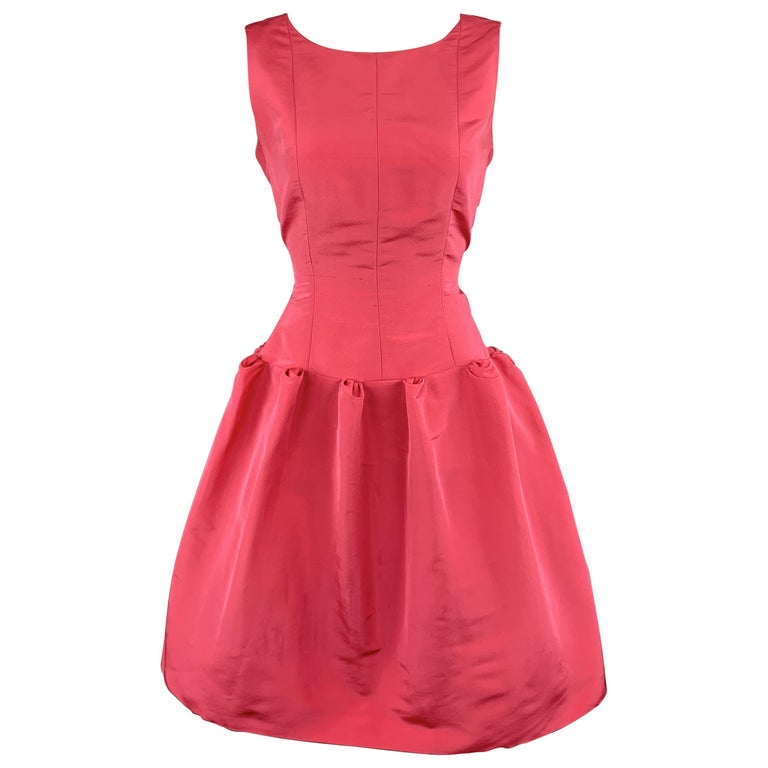 OSCAR DE LA RENTA Size 8 Pink Faille Structured Skirt Cocktail Dress at ...
