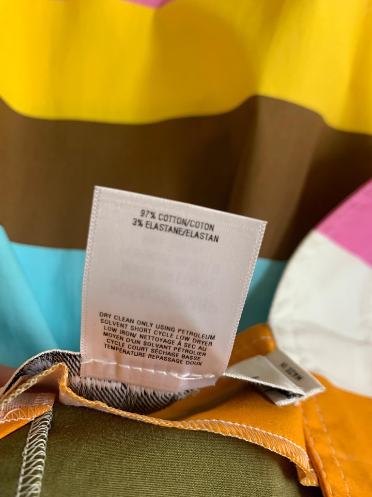 Oscar de la Renta Spring 2020 Multicolor Stripe Print Cotton Sun Dress ...