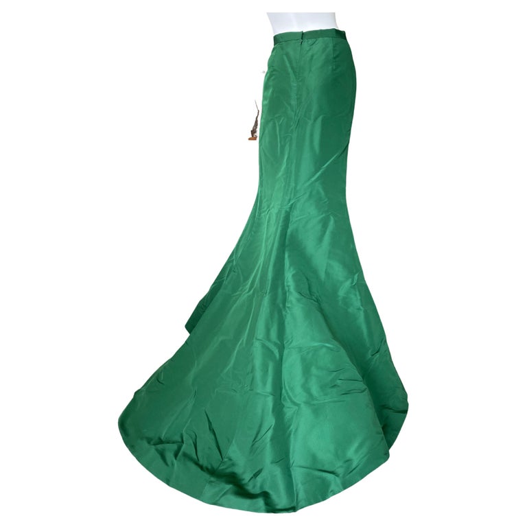 Oscar de la Renta Vintage 1980's Green Silk Taffeta Ball Skirt w ...