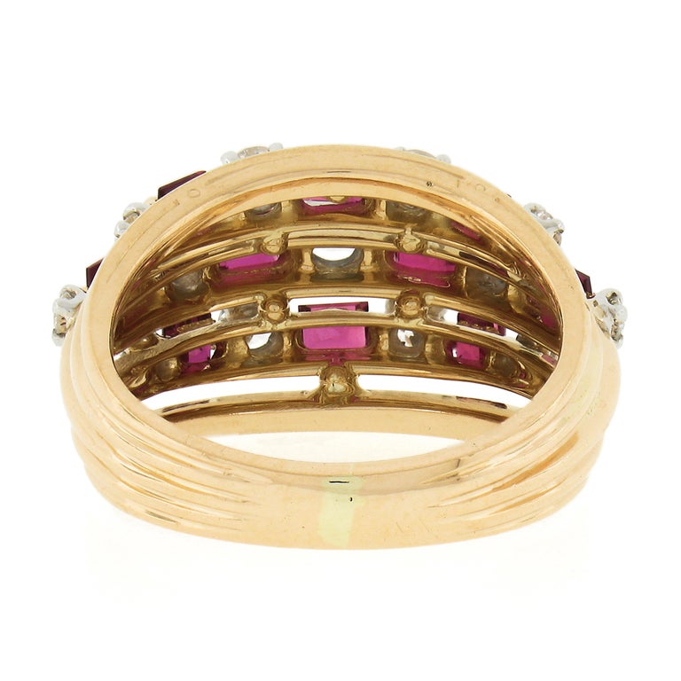 Oscar Heyman 18K Gold and Platinum Alternating Ruby and Diamond Multi ...