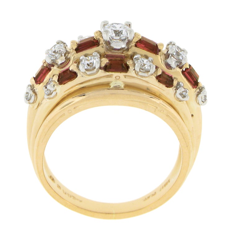 Oscar Heyman 18K Gold and Platinum Alternating Ruby and Diamond Multi ...
