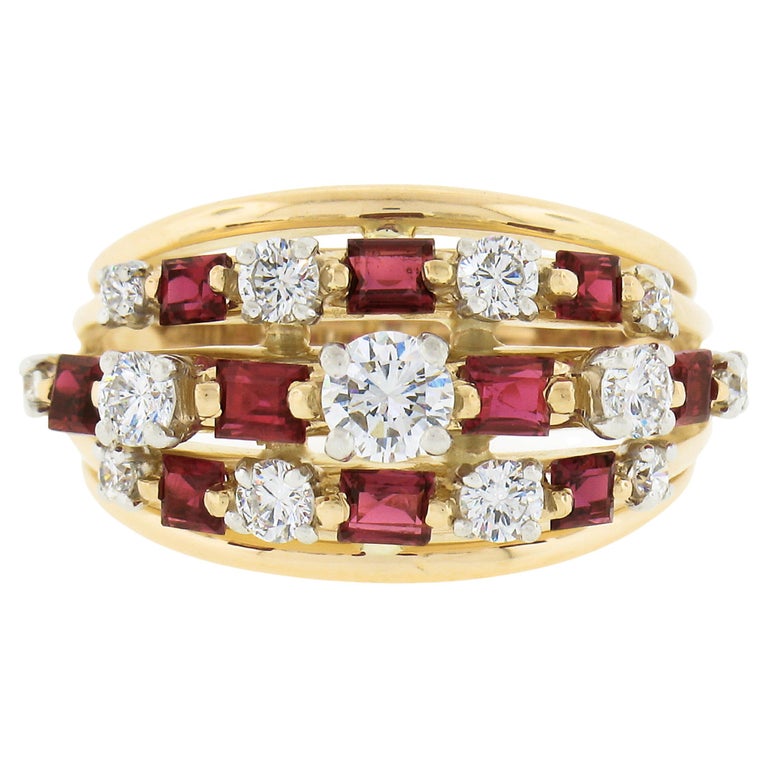 Oscar Heyman 18K Gold and Platinum Alternating Ruby and Diamond Multi ...