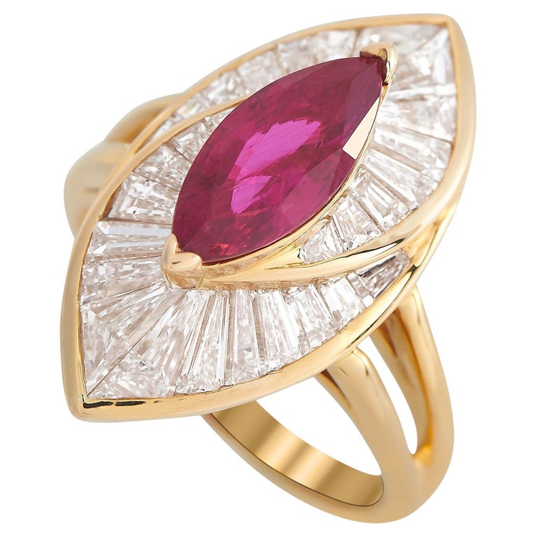 Oscar Heyman 18K Yellow Gold 1.82 Ct Diamond and Ruby Ring For Sale at ...