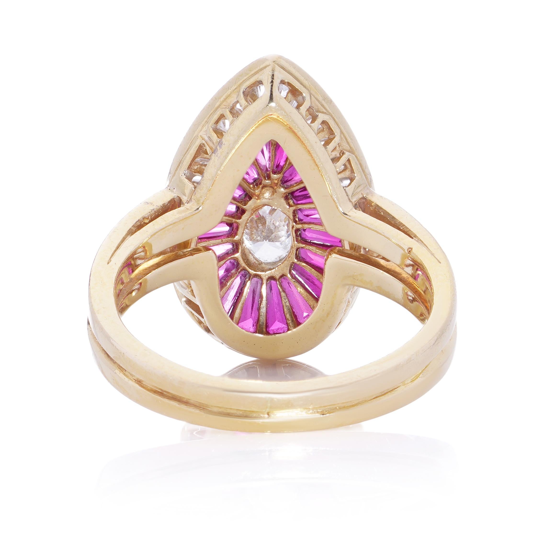 Oscar Heyman and Brothers 18k. gold and platinum ruby and diamond ring ...