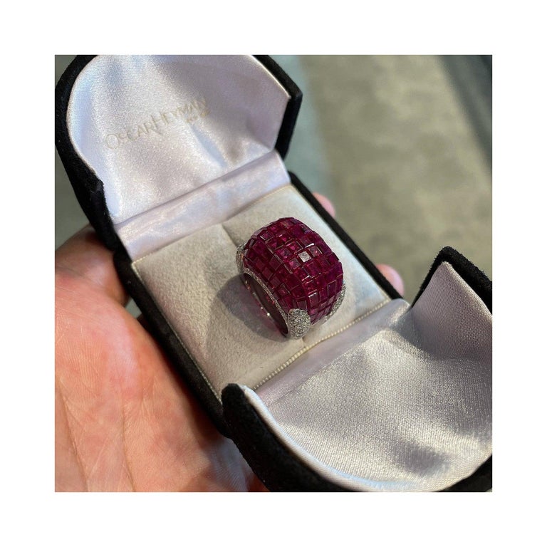 Oscar Heyman Brothers Invisible Set Ruby and Diamond Ring For Sale at ...