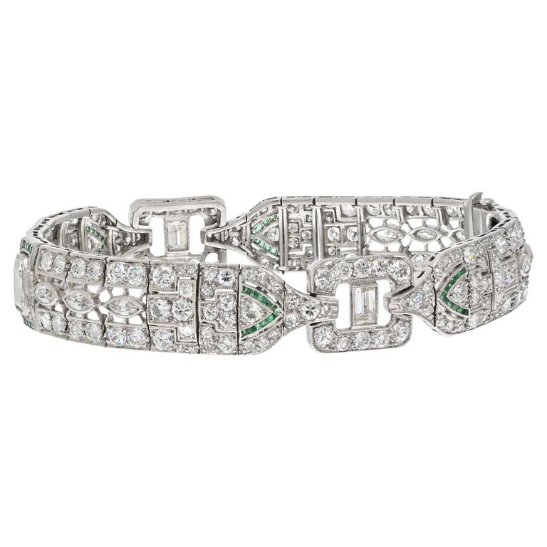 Oscar Heyman Platinum Circa 1925 Diamond And Calibre Cut Green Emerald ...