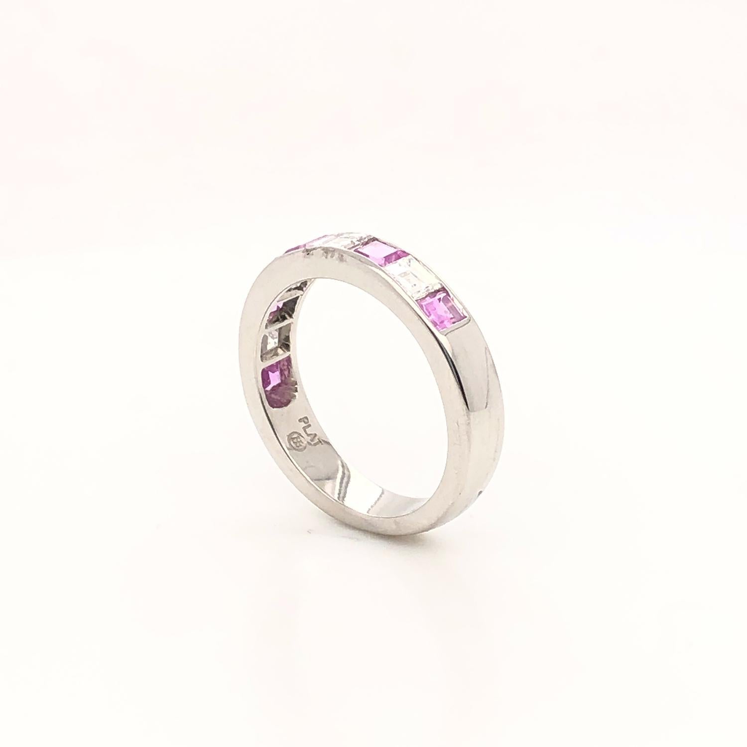 Oscar Heyman Platinum Pink Sapphire and Diamond Partway Wedding Band ...
