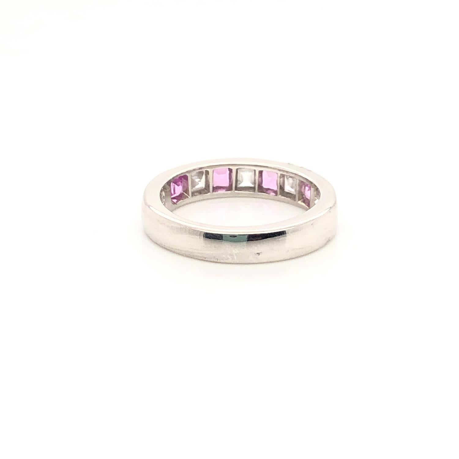 Oscar Heyman Platinum Pink Sapphire and Diamond Partway Wedding Band ...