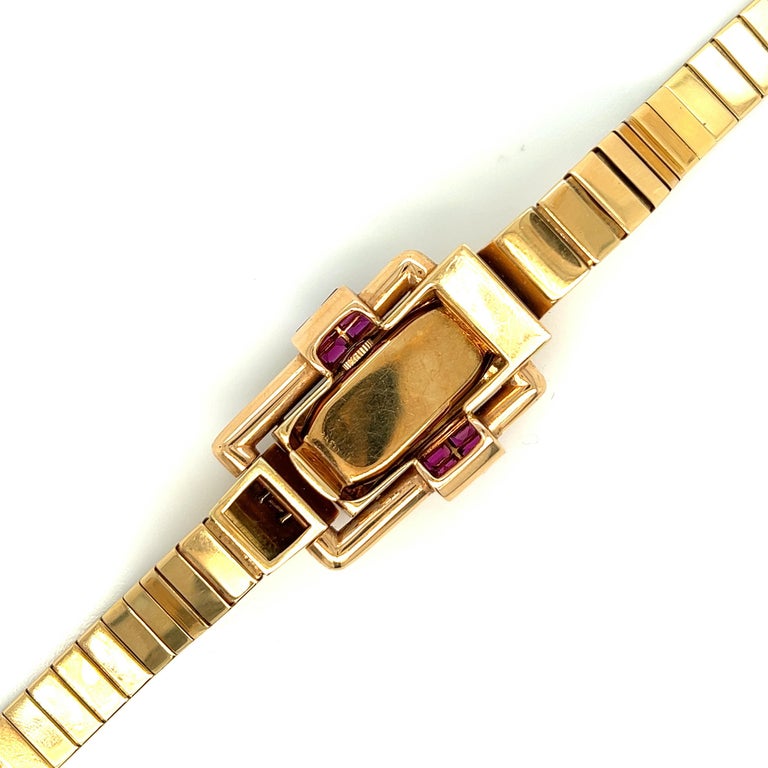 Oscar Heyman Retro Ruby and Diamond Watch For Sale at 1stDibs