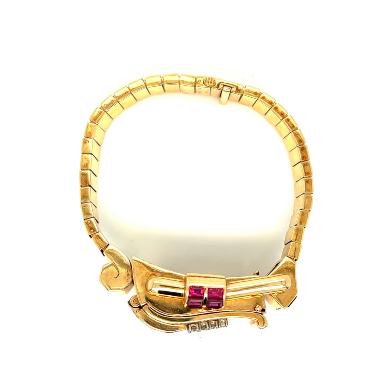 Oscar Heyman Retro Ruby and Diamond Watch For Sale at 1stDibs