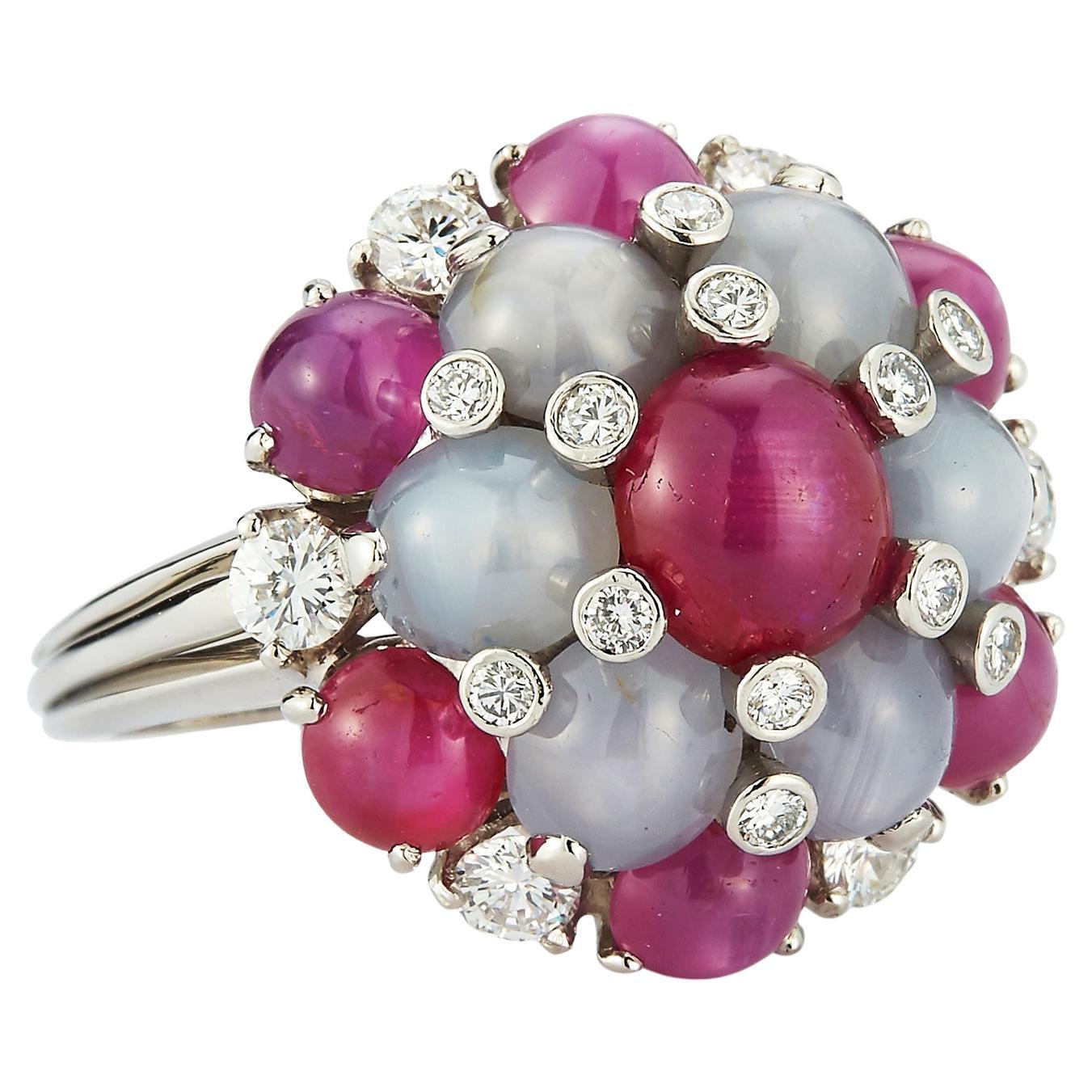 Spectacular Oscar Heyman Diamond and Star Sapphire Art Deco Ring For ...