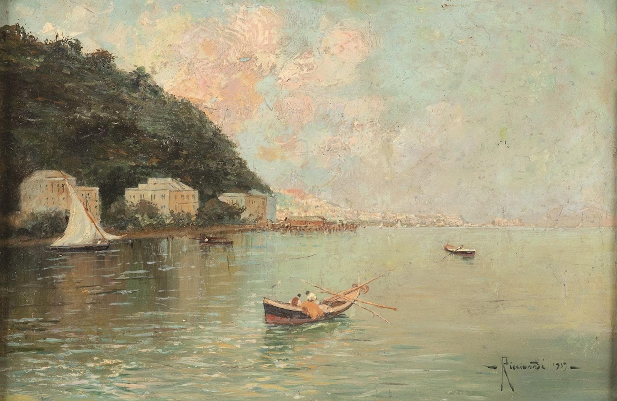 Oscar Ricciardi - Neaples Marina - Original Oil on Canvas by Oscar ...