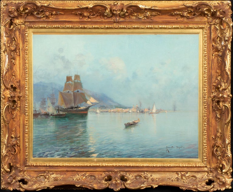 Oscar Ricciardi - Ship Anchored Off the Bay Of Naples, 19th century For ...
