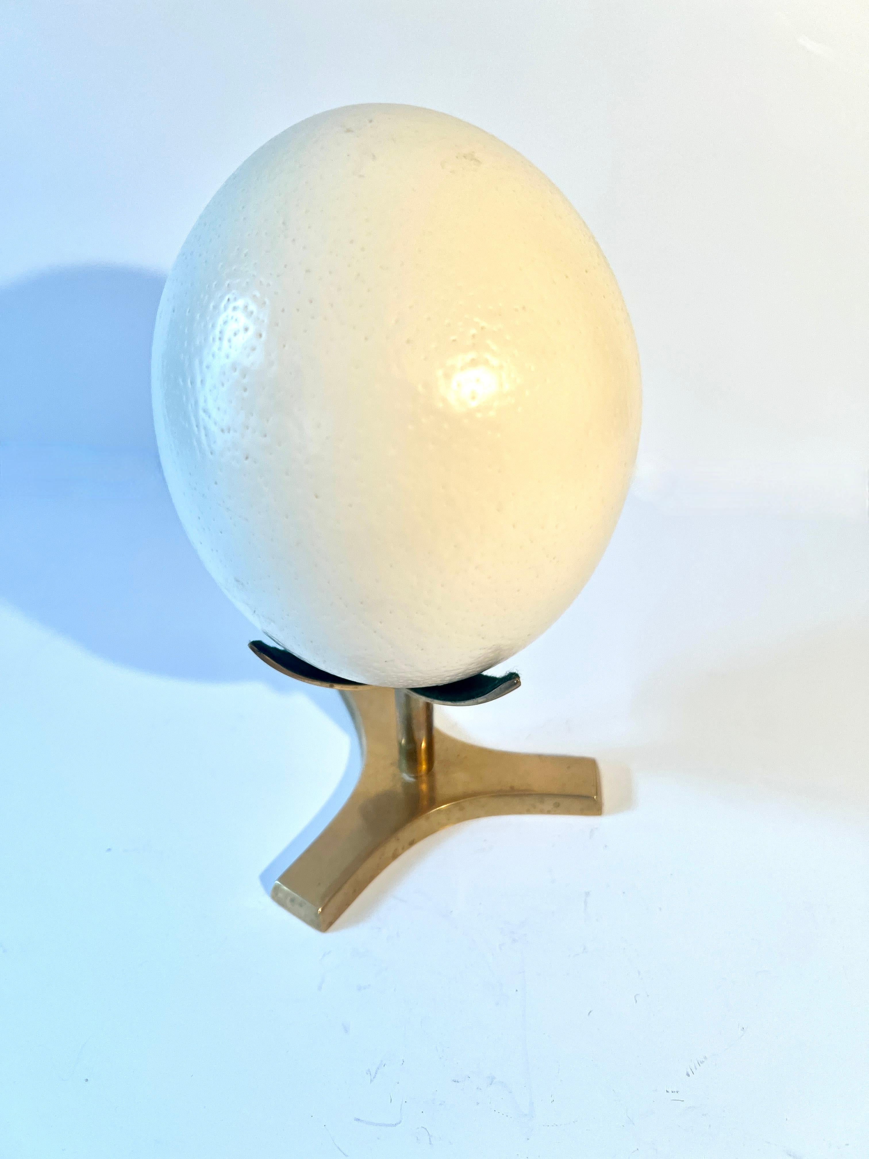 Ostrich Egg Displayed on Solid Brass Four Footed Stand at 1stDibs