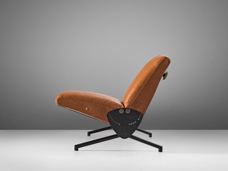 Osvaldo Borsani 'D70' Sofas in Warm Cognac Aniline Leather For Sale at 1stDibs