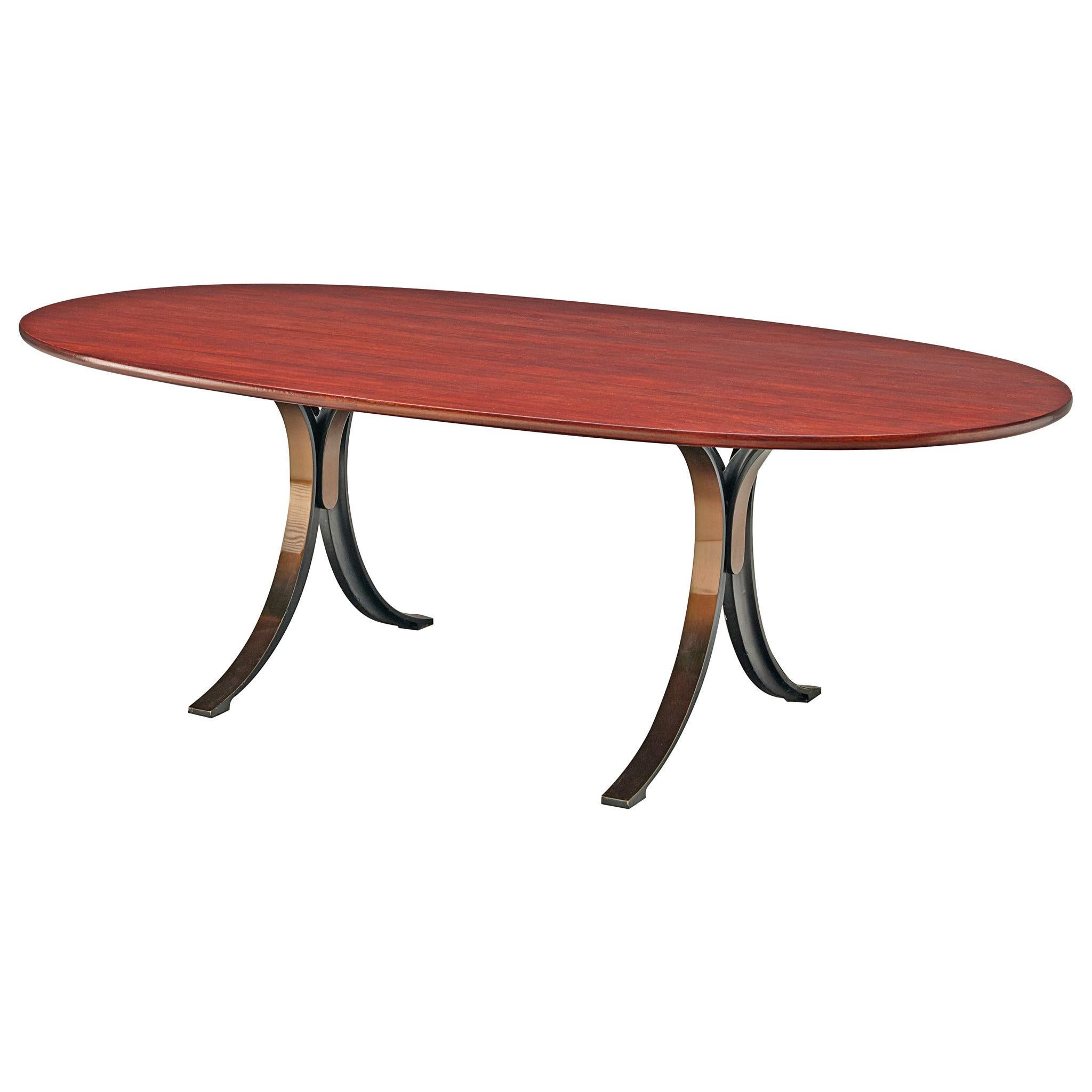 Large Oval Conference Table in Wengé for Tecno For Sale at 1stDibs
