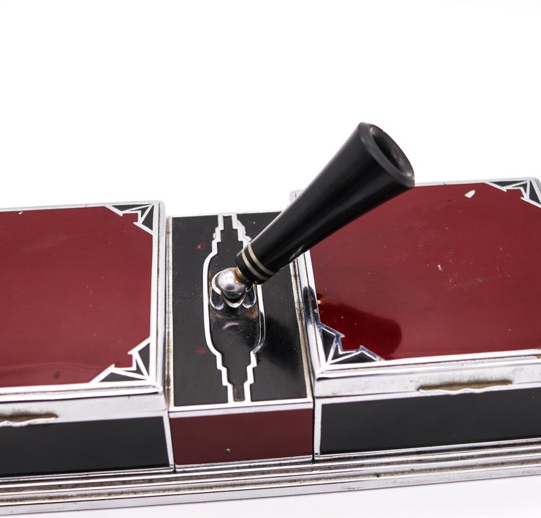 Otis Elgin Craft 1920 Art Deco Desk Cigarette Double Box Lacquered ...