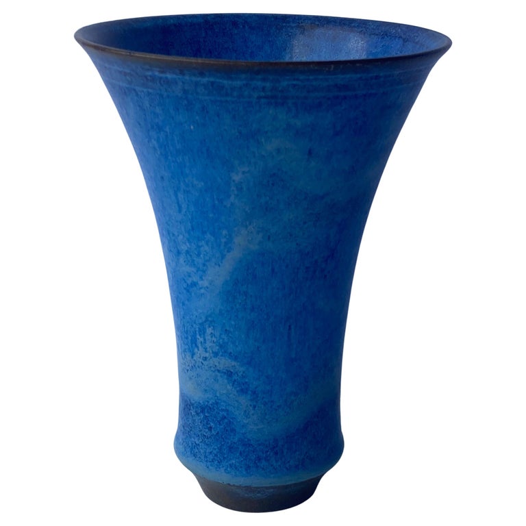 Otto und Gertrud Natzler Keramik/Keramik, blaue Glasur, Vase, signiert ...