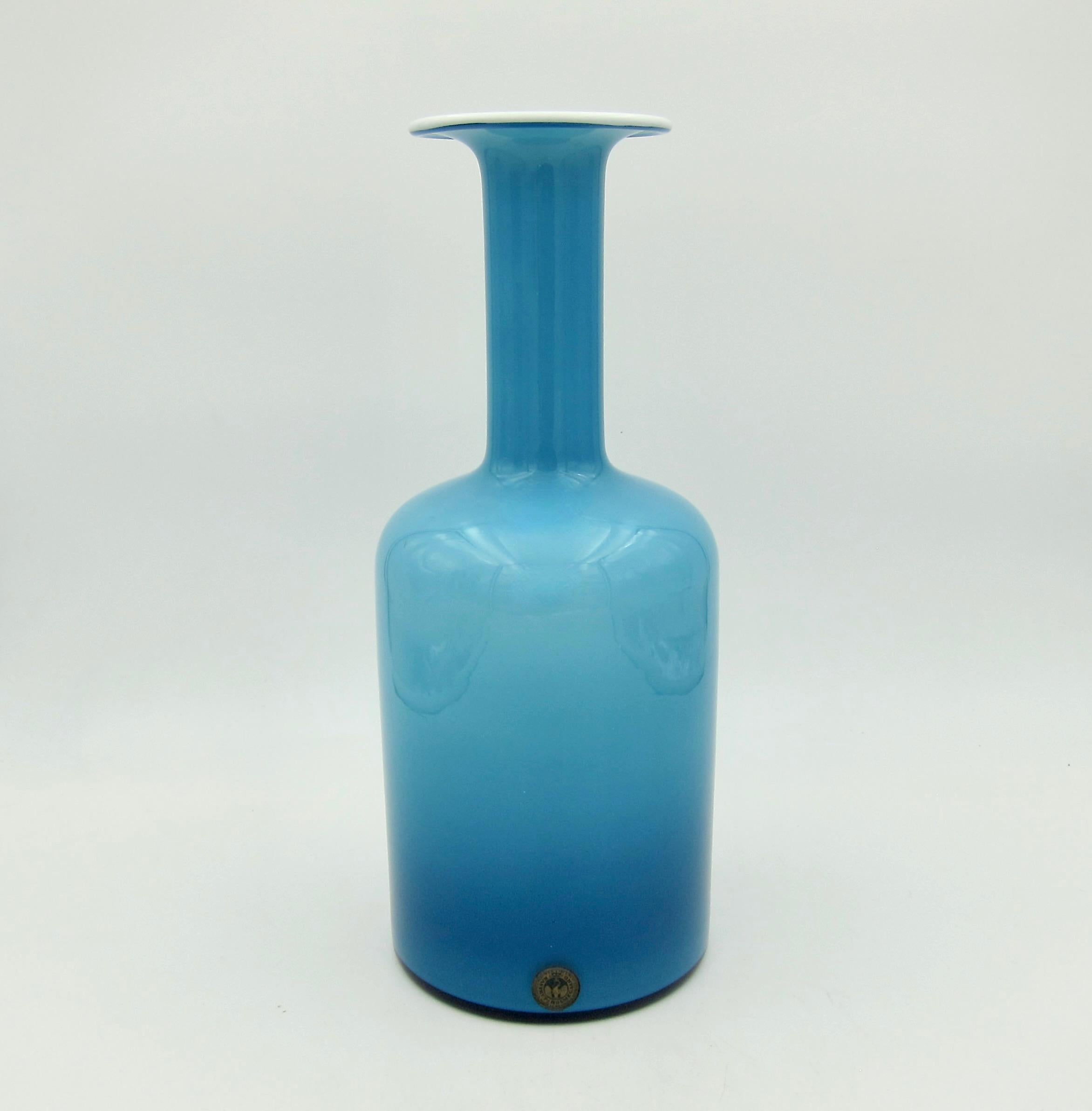 Otto Brauer Danish Modern Blue Glass Gulvvase for Kastrup Holmegaard ...