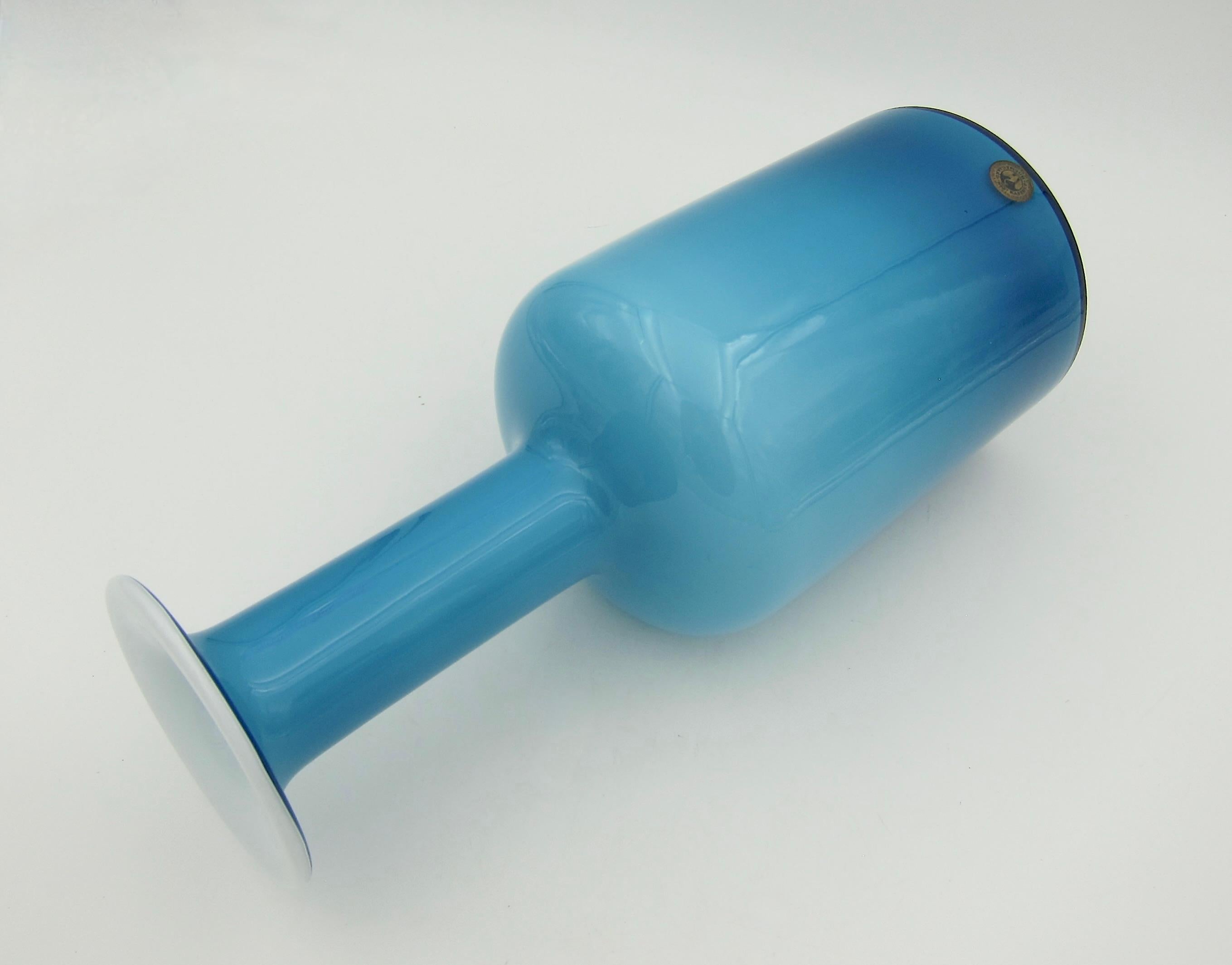 Otto Brauer Danish Modern Blue Glass Gulvvase for Kastrup Holmegaard ...