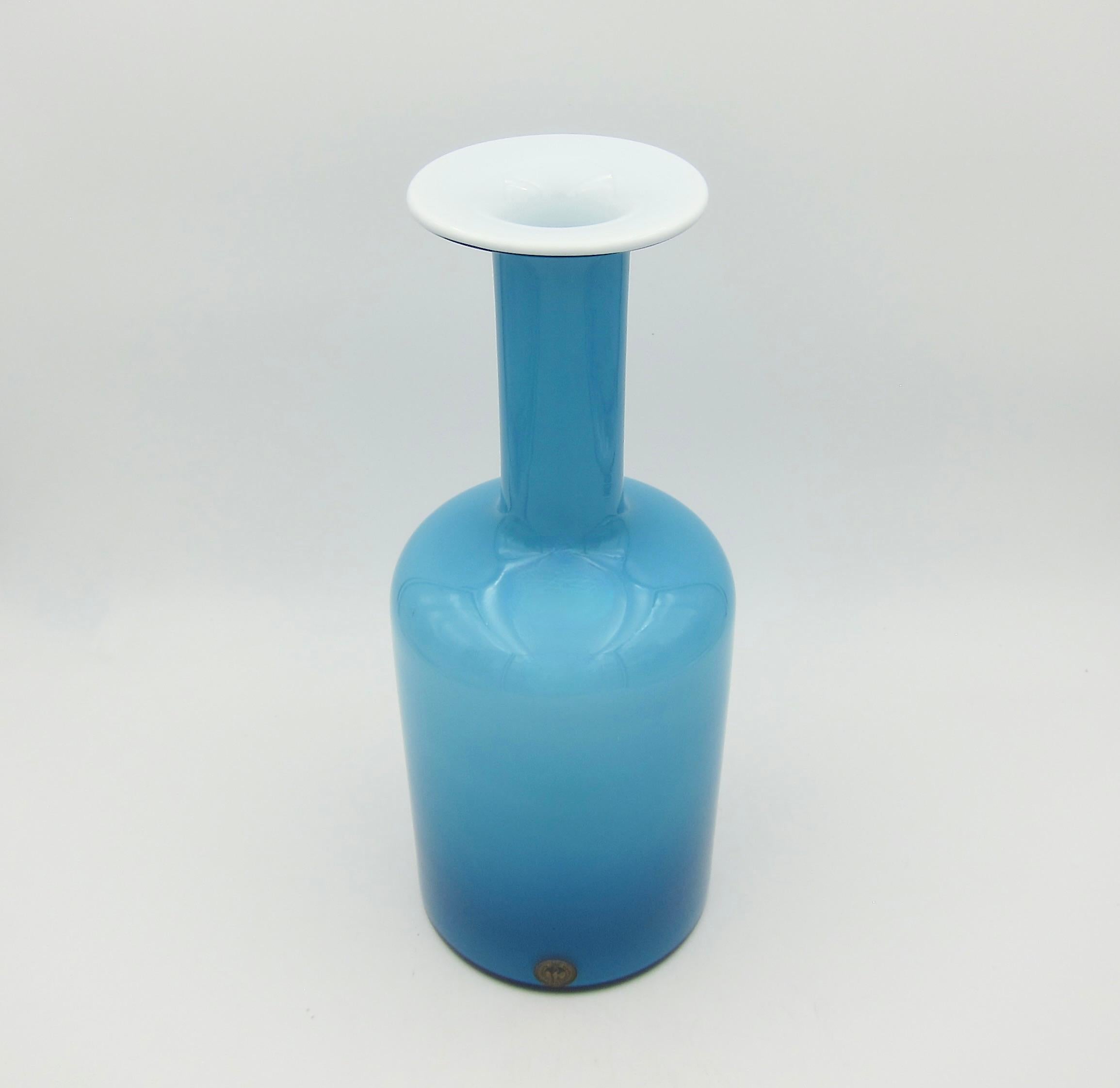 Otto Brauer Danish Modern Blue Glass Gulvvase for Kastrup Holmegaard ...