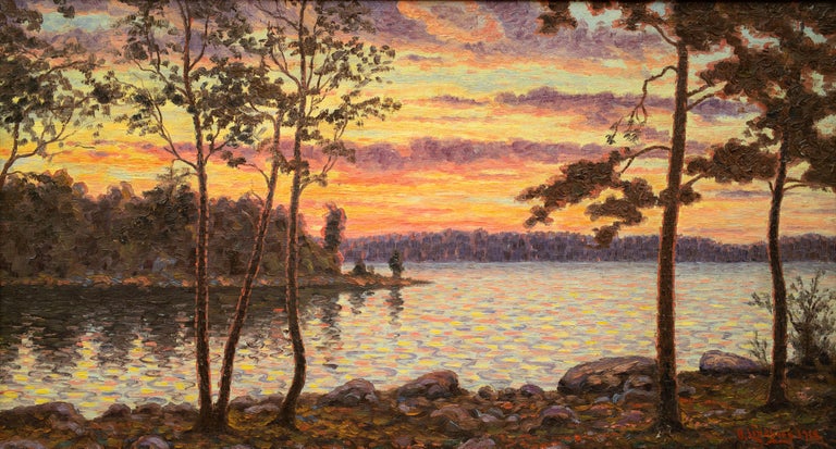 Otto Lindberg - Swedish Lake View in the Evening Light by Otto Lindberg ...