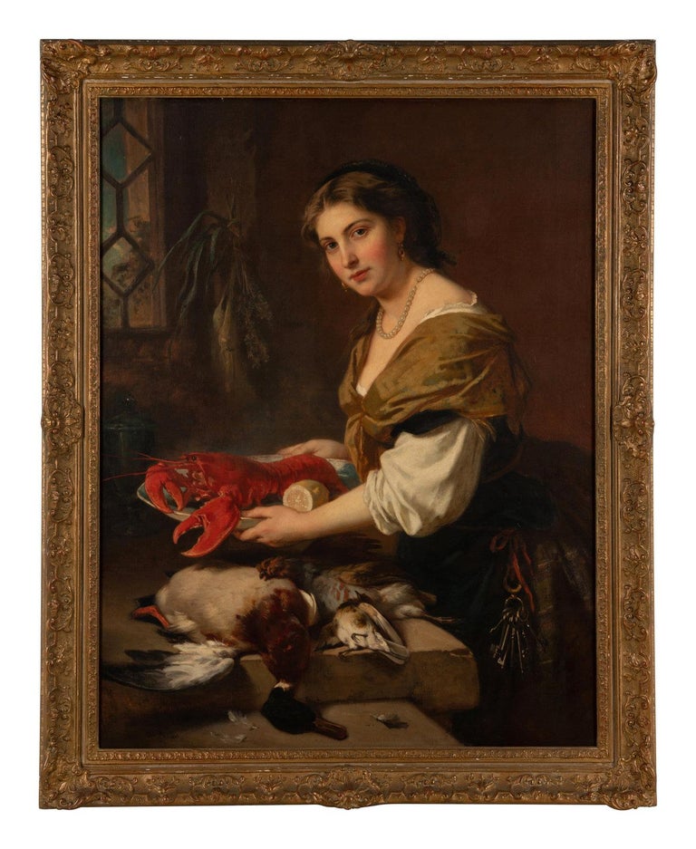 Otto Meyer - A Magnificent Oil Painting "A Dainty Bit" A Woman With ...