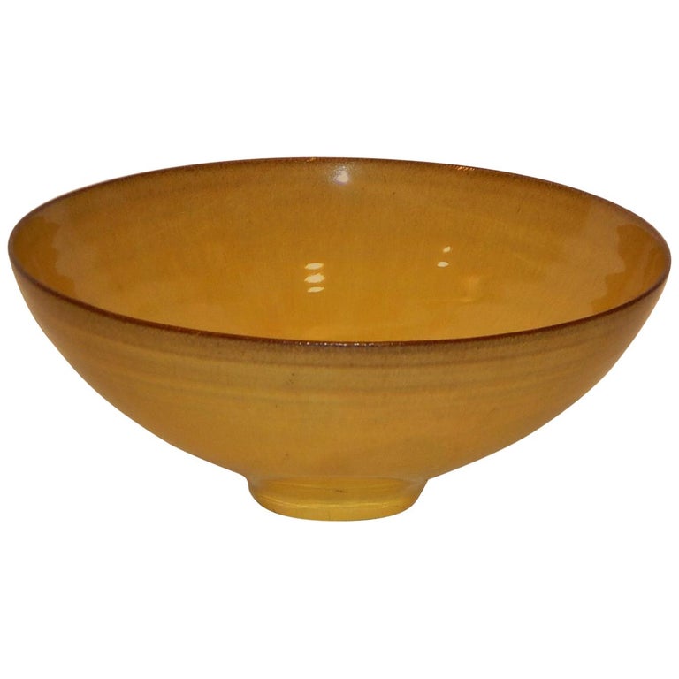 Otto Natzler Yellow Flared Bowl For Sale at 1stDibs