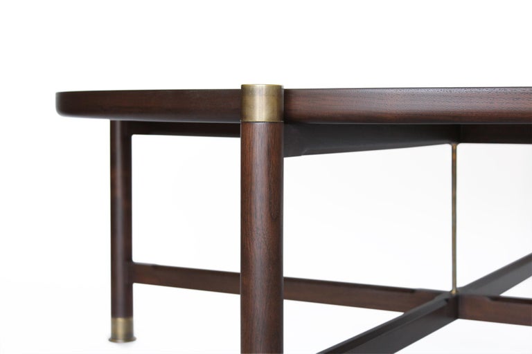 Otto Round Coffee Table in Medium Walnut with Antique Brass Fittings ...