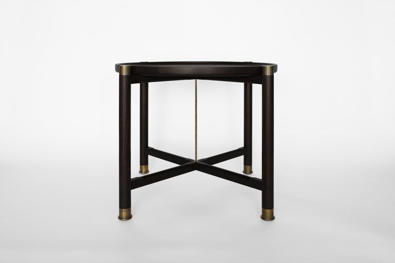 Otto Round Side Table in Ebonized Oak with Antique Brass Fittings and ...