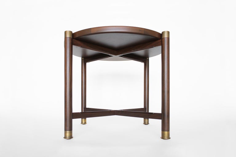 Otto Round Side Table in Medium Walnut with Antique Brass Fittings For ...