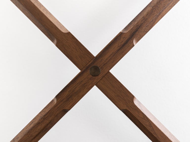 Otto Round Side Table in Light Walnut with Antique Brass Fittings For ...