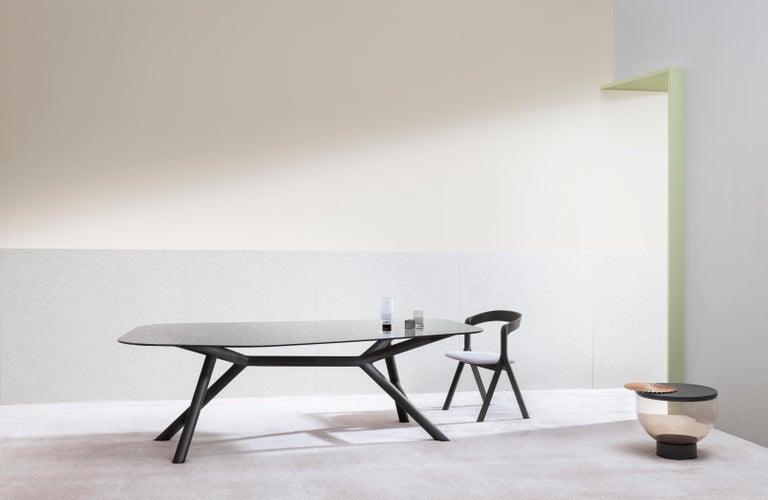 Otto Small Dining Table in Black Ash Base and Glass Top by Paolo ...