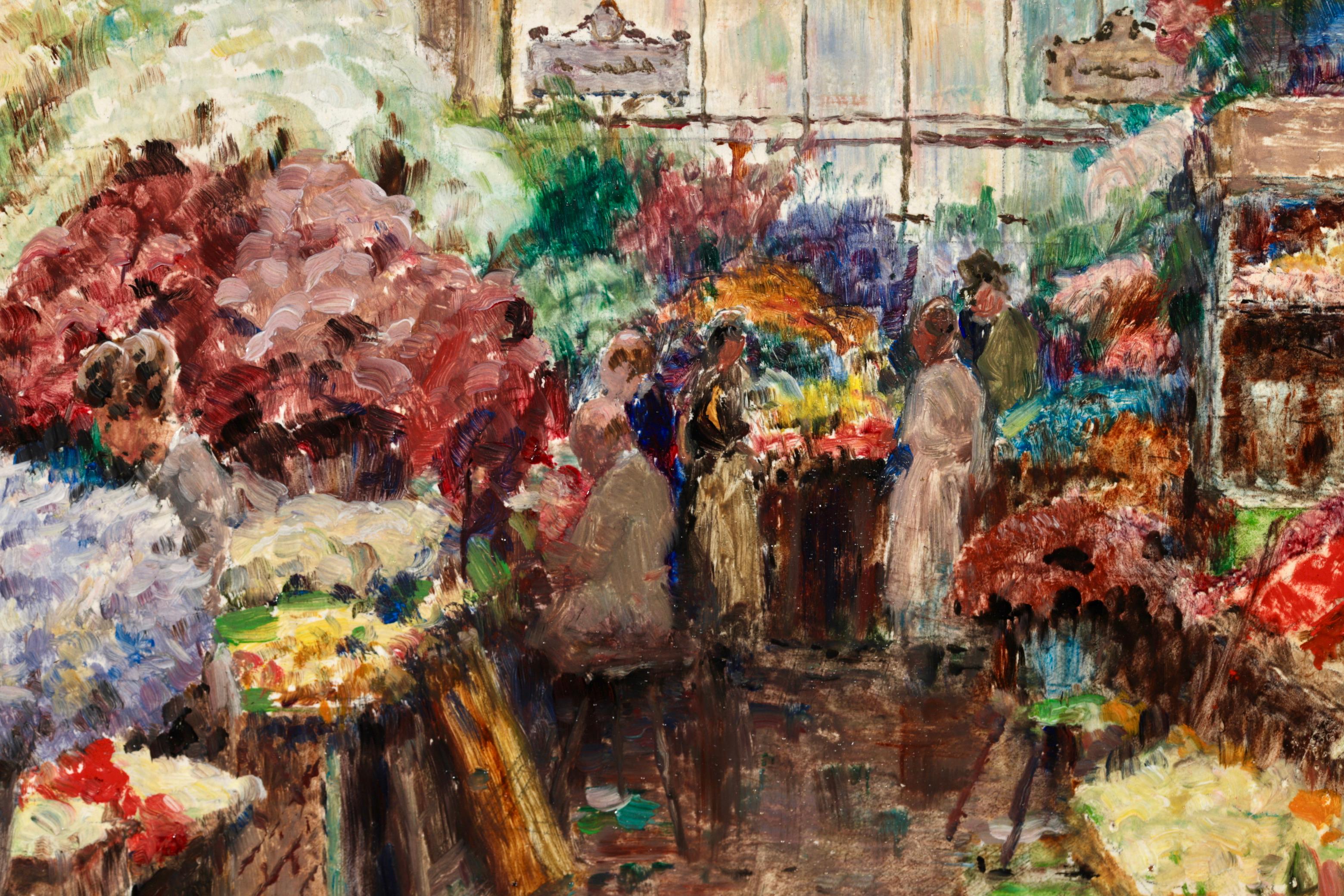 Otto Thiele - Flower Market - Berlin - Impressionist Interior Oil ...