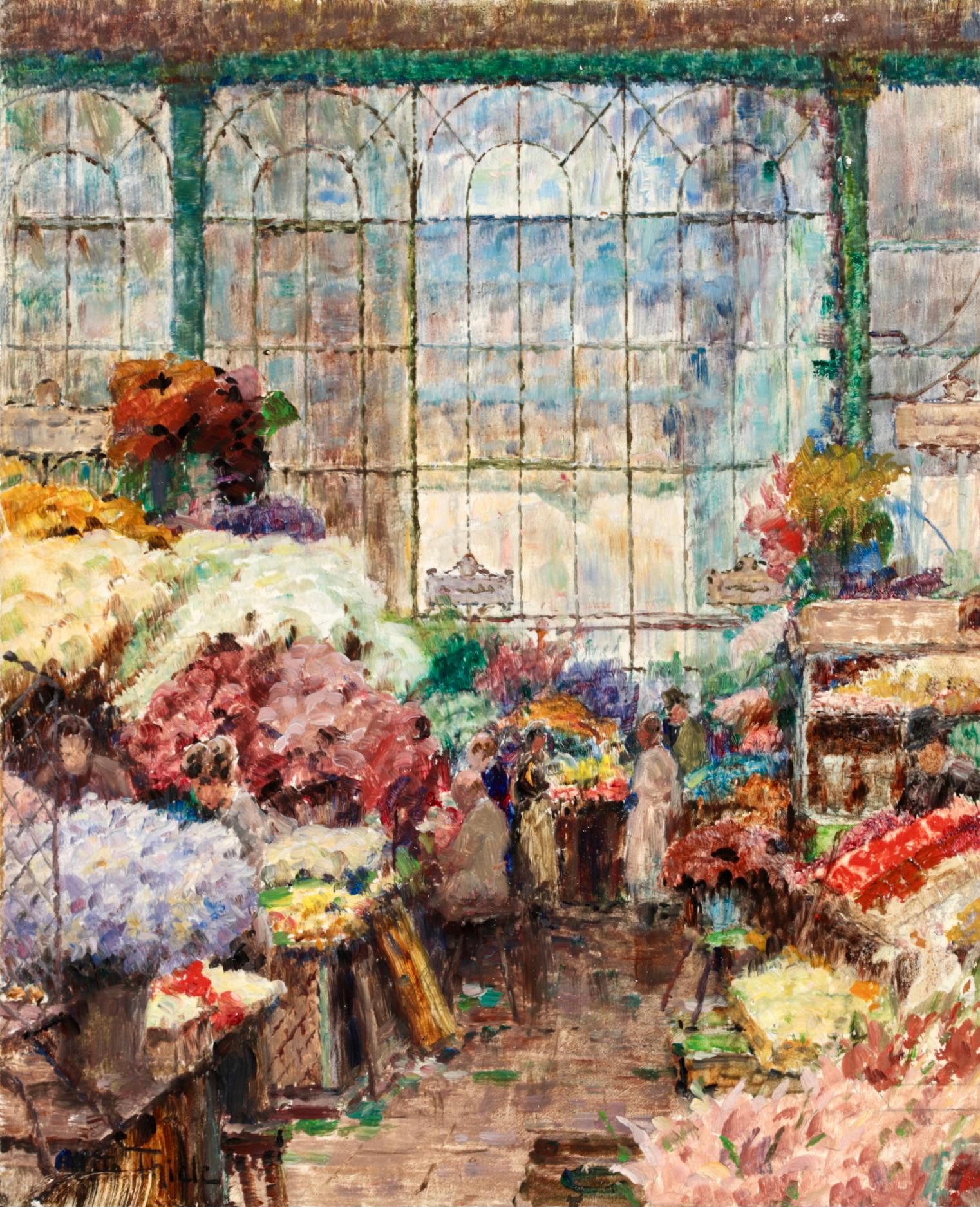 Otto Thiele - Flower Market - Berlin - Impressionist Interior Oil ...