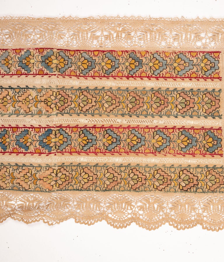 Ottoman / Greek Embroidery with Lace Work, Late 19th Century For Sale ...
