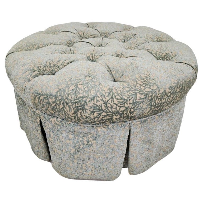 Ottoman Pouf Footstool Seafoam Green Velvet Coral Pattern For Sale at ...