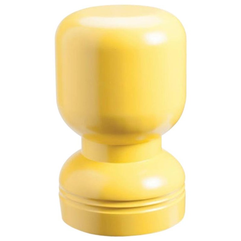 Ottoman Pouf Stool Lacquered in Yellow Folk For Sale at 1stDibs