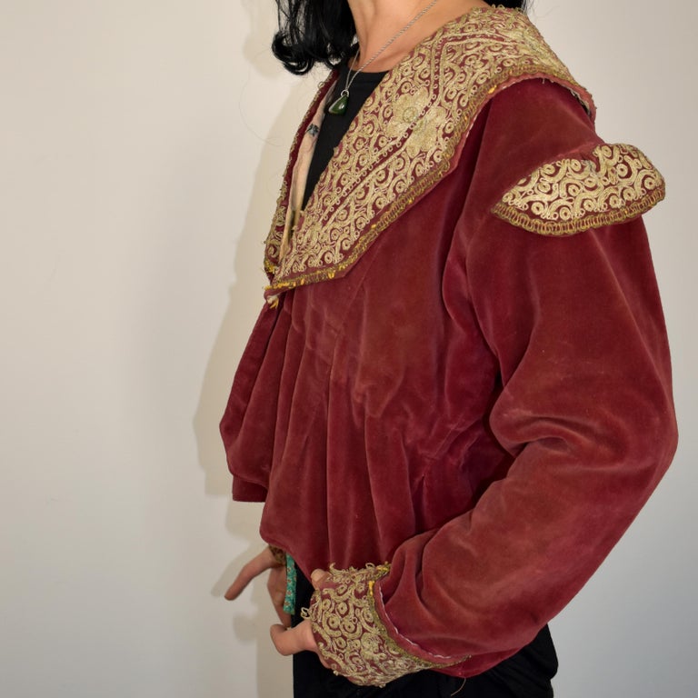 Ottoman Red Velvet /Silver Thread Braid Jacket For Sale at 1stDibs